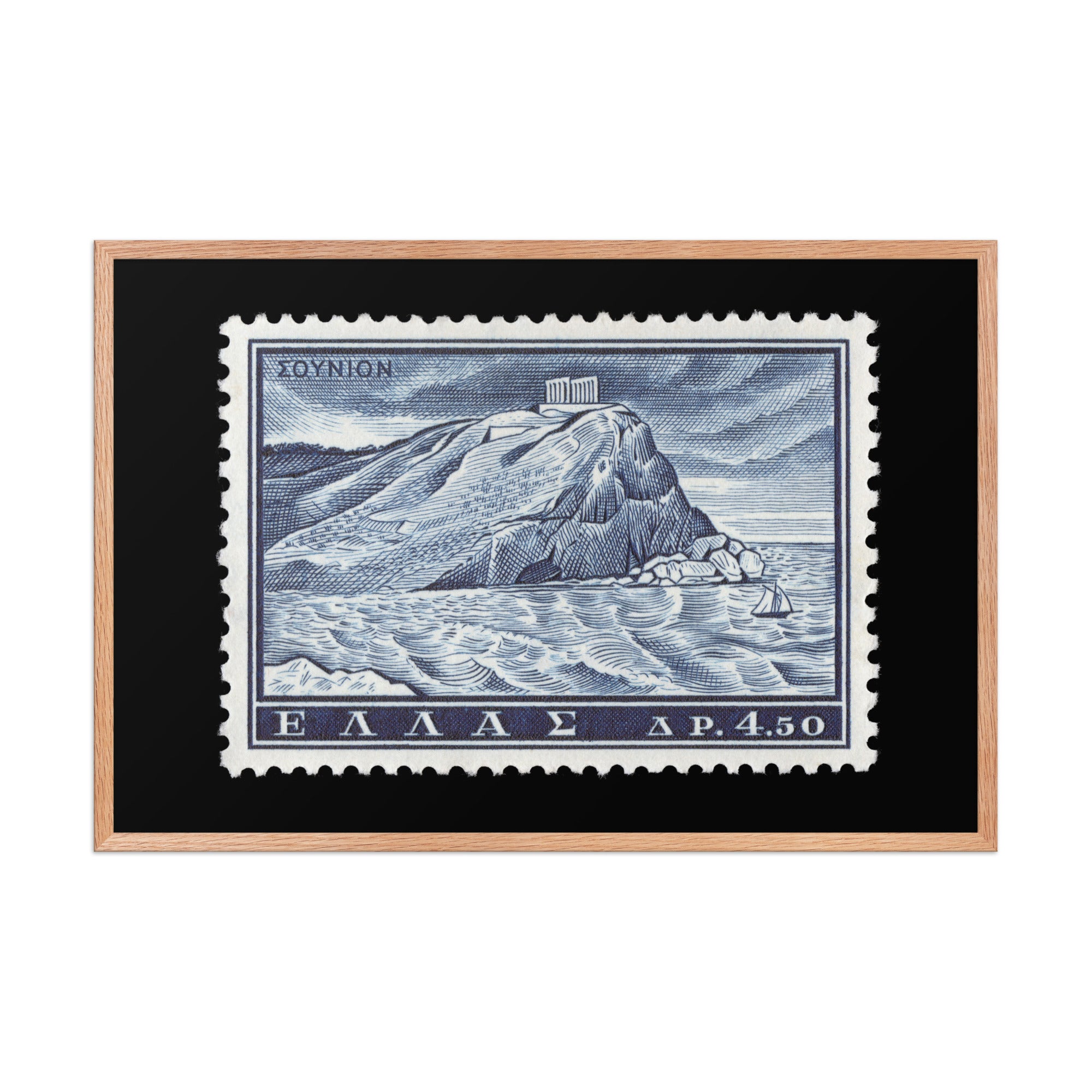 Greece Stamp #701 - 1961 - Temple of Poseidon (Framed Print) – The ...
